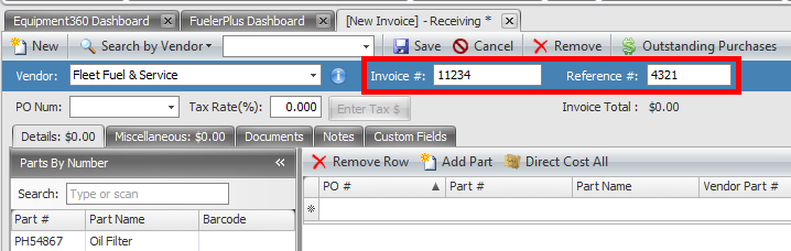 How to Direct Cost a Part to a Work Order from the Receiving Screen