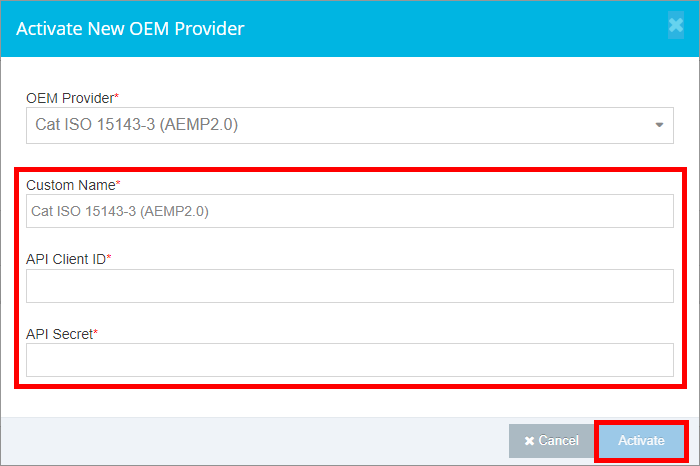 How to Activate CAT ISO OEM Provider