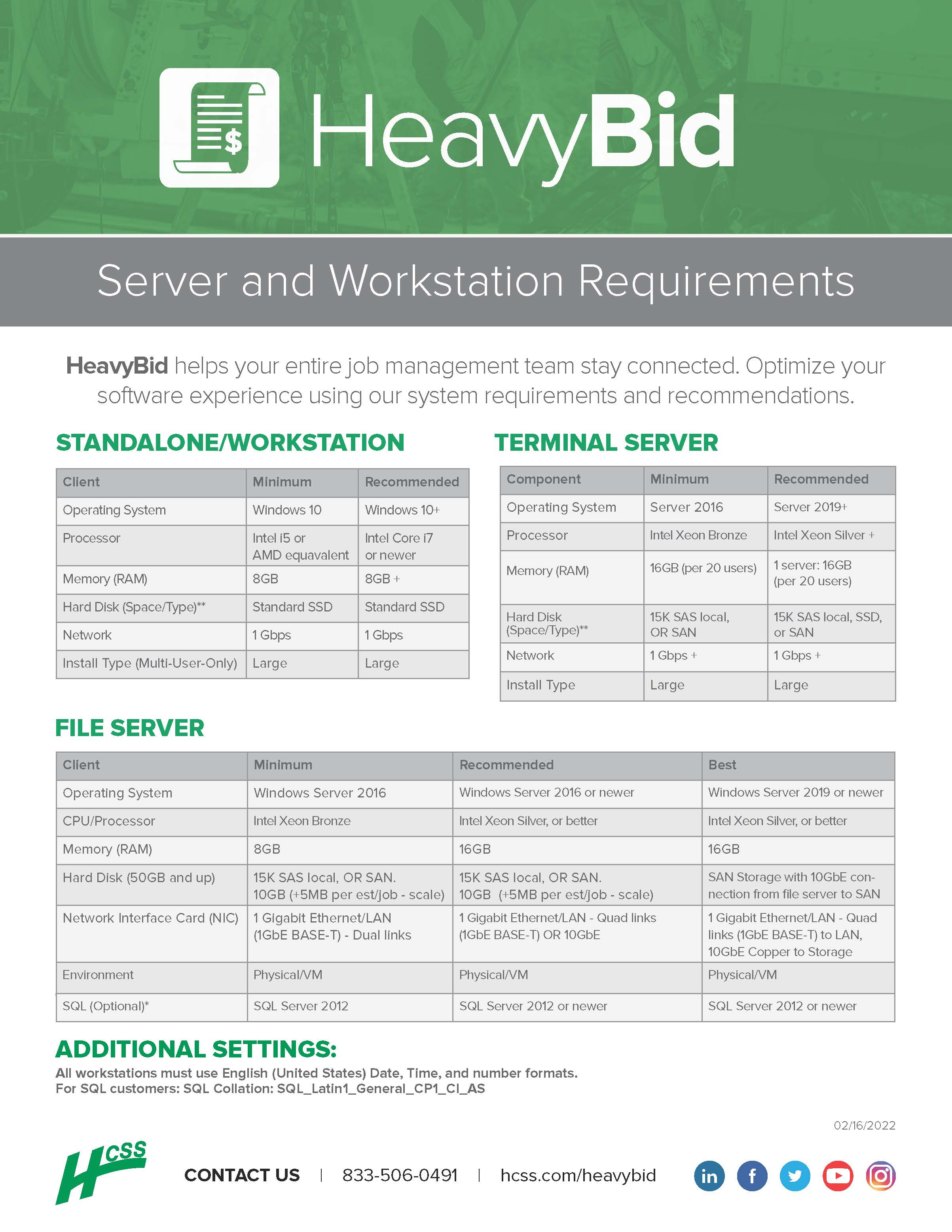 HeavyBid File/Terminal Server & Workstation Requirements