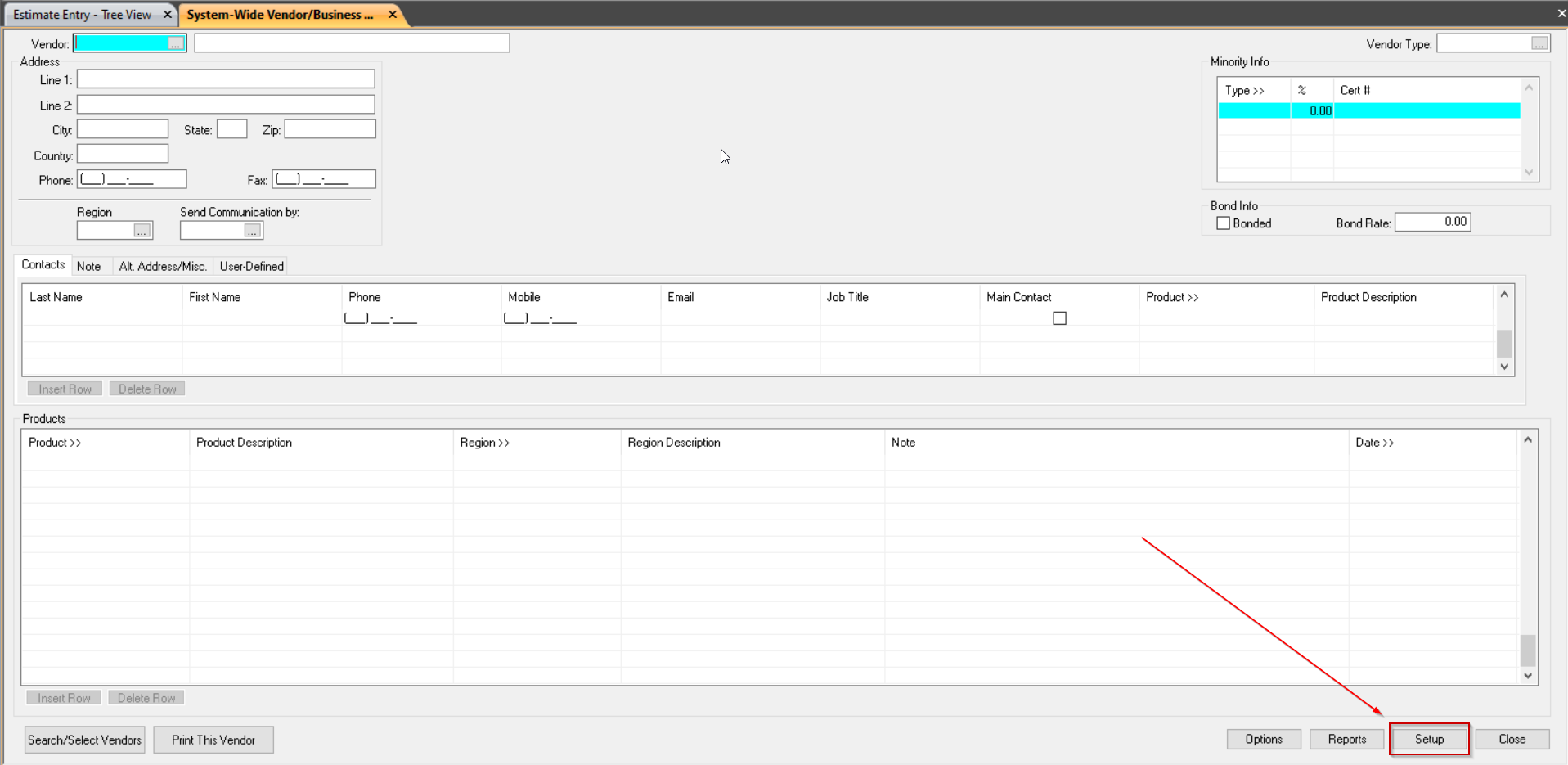 How to Set Up System-Wide Vendor/Business Contacts Products