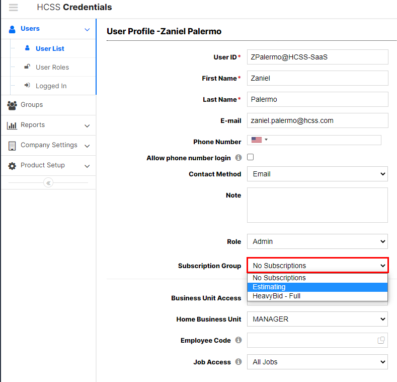 How to Assign a Credentials User to a Subscription Group with HeavyBid Access