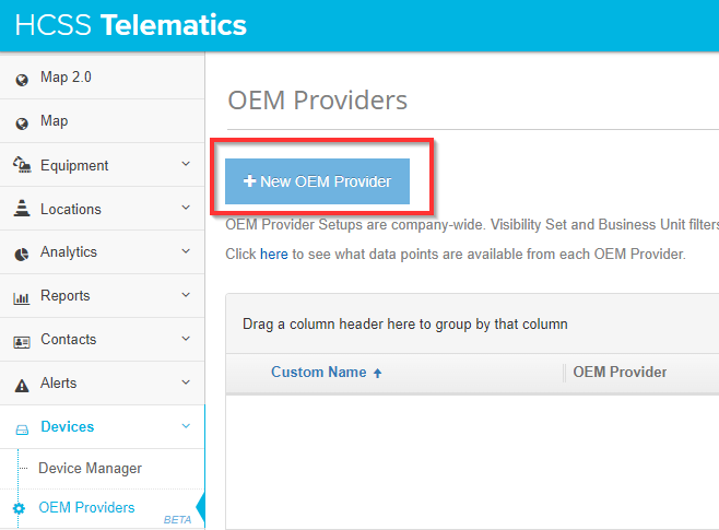 Missing Button for +New OEM Provider