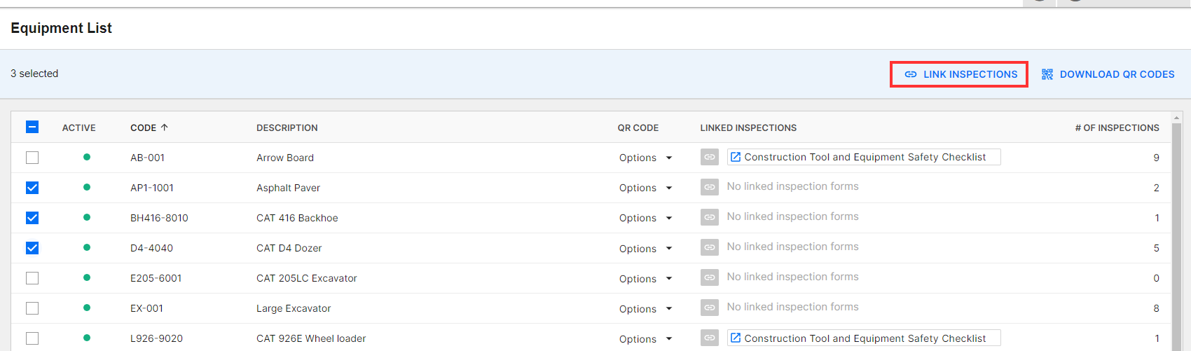 How to Link Equipment to Equipment-Type Inspection Forms