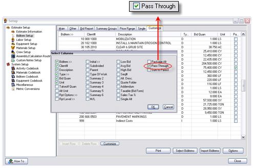How to Designate a Biditem as a Pass Through Item