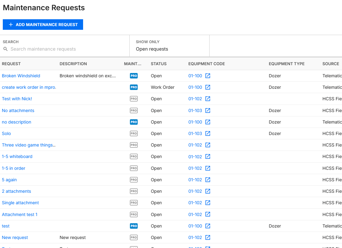 Overview: Maintenance Requests in HCSS Telematics
