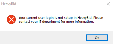 Error: Your Current User Login Is Not Setup in HeavyBid (Annual-Only)