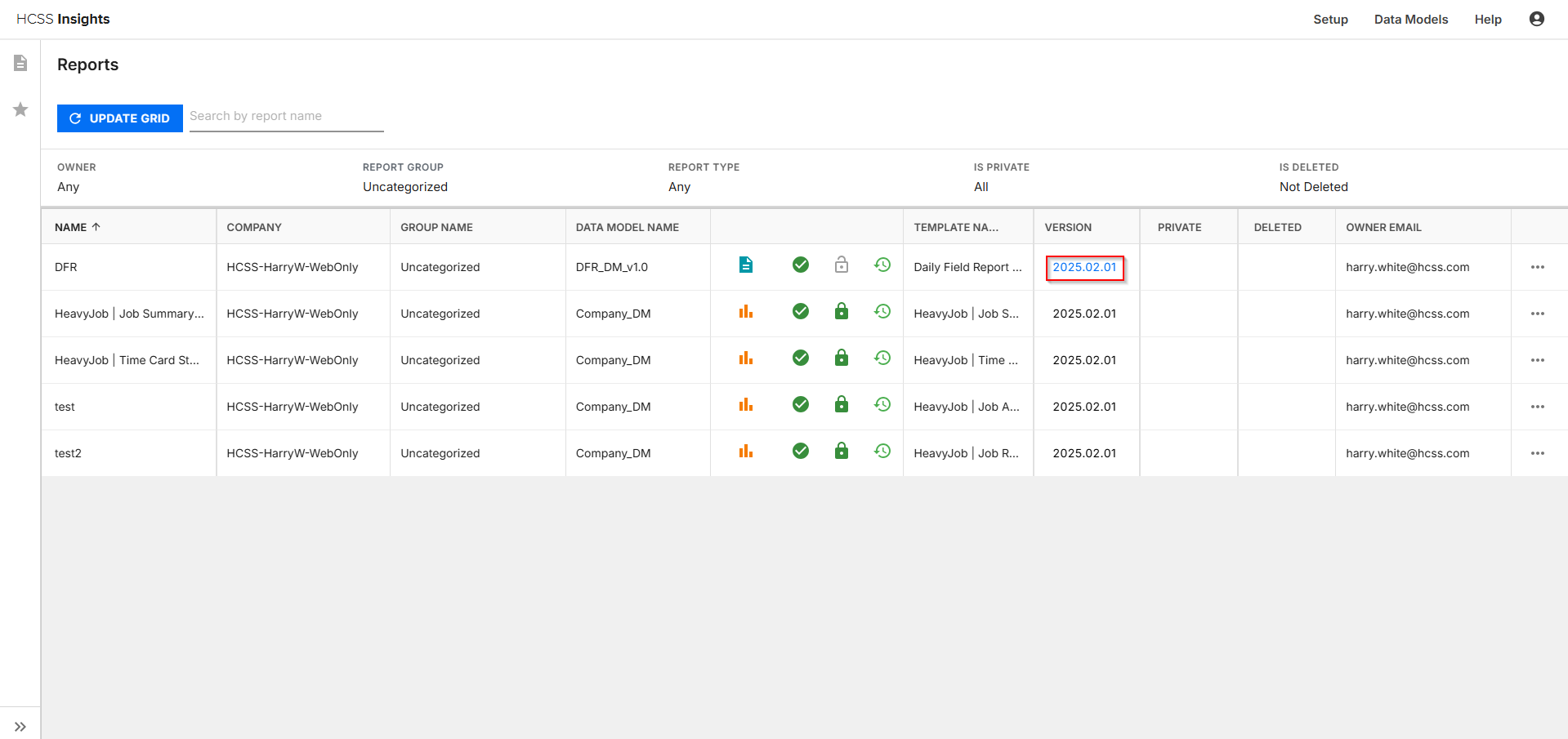 How To Update The Version Of a Report In HCSS Insights
