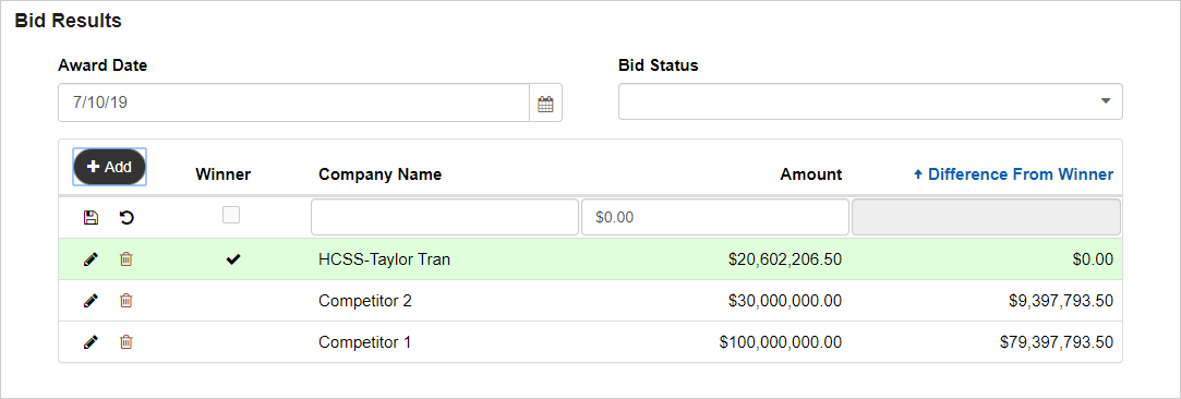 How to Add Bid Results to a Project in HeavyBid Pre-Construction