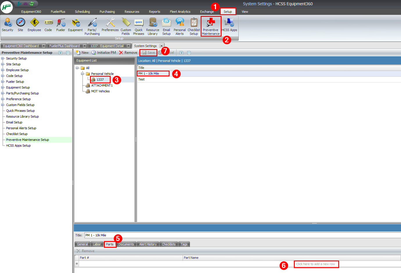 How to Setup Parts for PMs in Equipment360